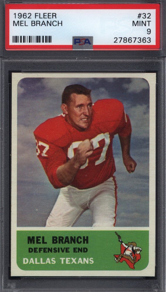Auction Prices Realized Football Cards 1962 FLEER Mel Branch