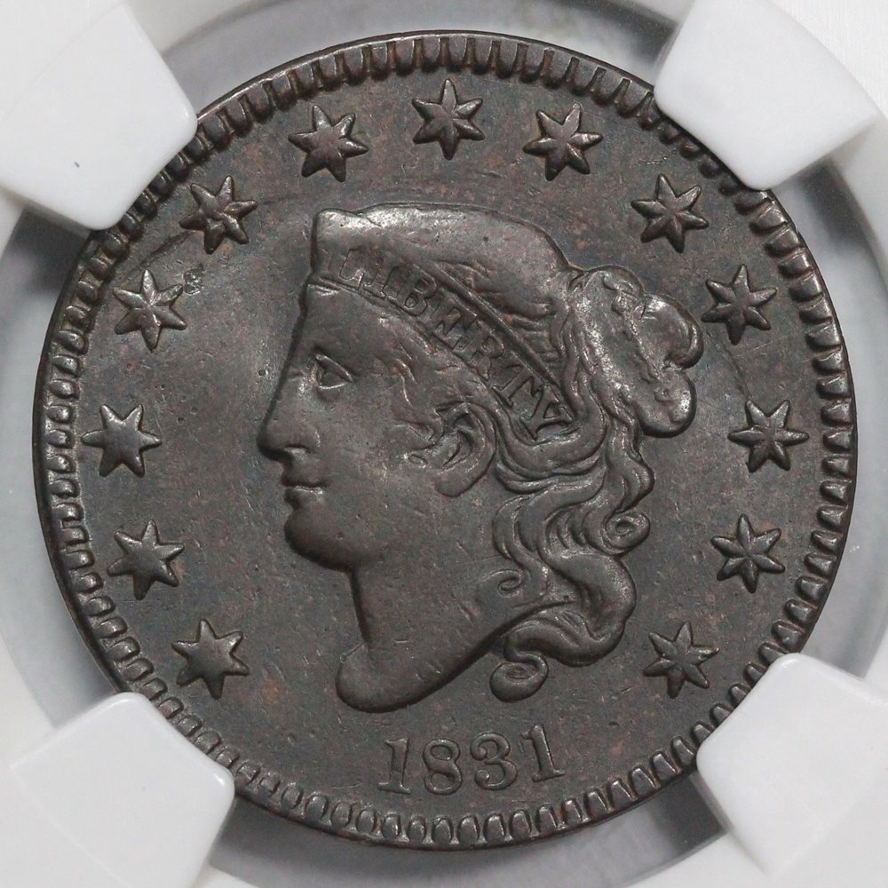 1831 N-4 R-3 NGC AU Details Med Letters Mint Err Braide