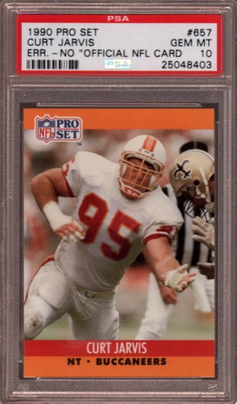 Auction Prices Realized Football Cards 1990 Pro Set Curt Jarvis ERROR ...