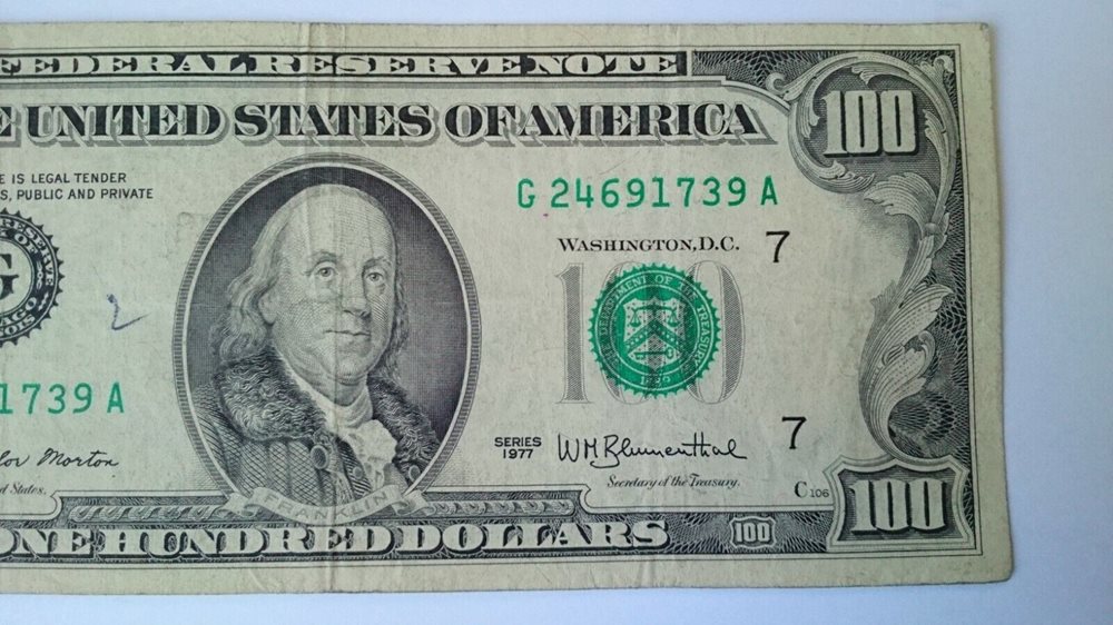 1977 Series 100 Dollar Bill
