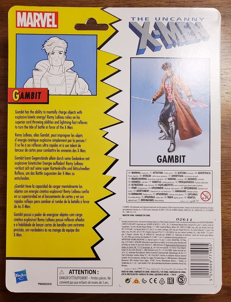 Hasbro Marvel Legends Retro X-Men Gambit 6" Scale Actio