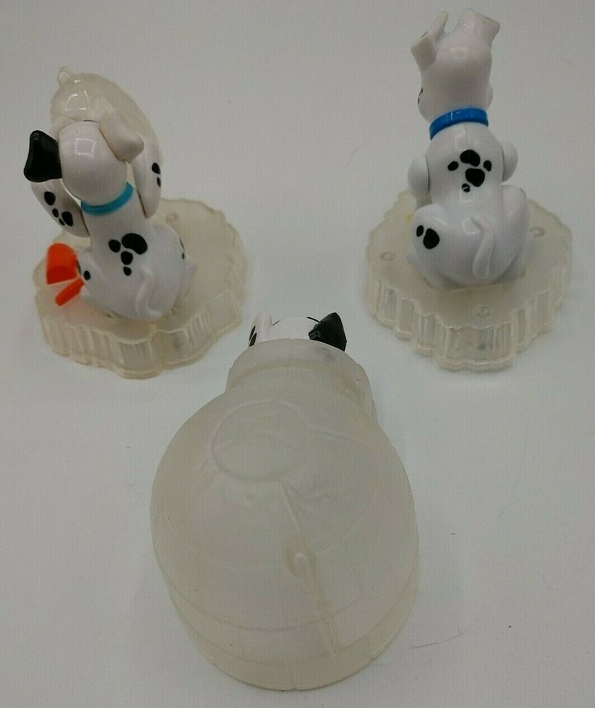 Vtg Lot of 3 Disney 101 DALMATIANS on Ice PVC Toys /Act
