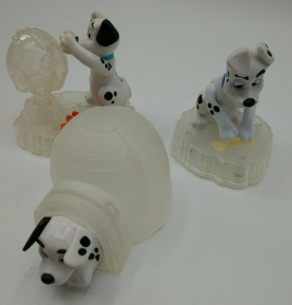 Vtg Lot of 3 Disney 101 DALMATIANS on Ice PVC Toys /Act