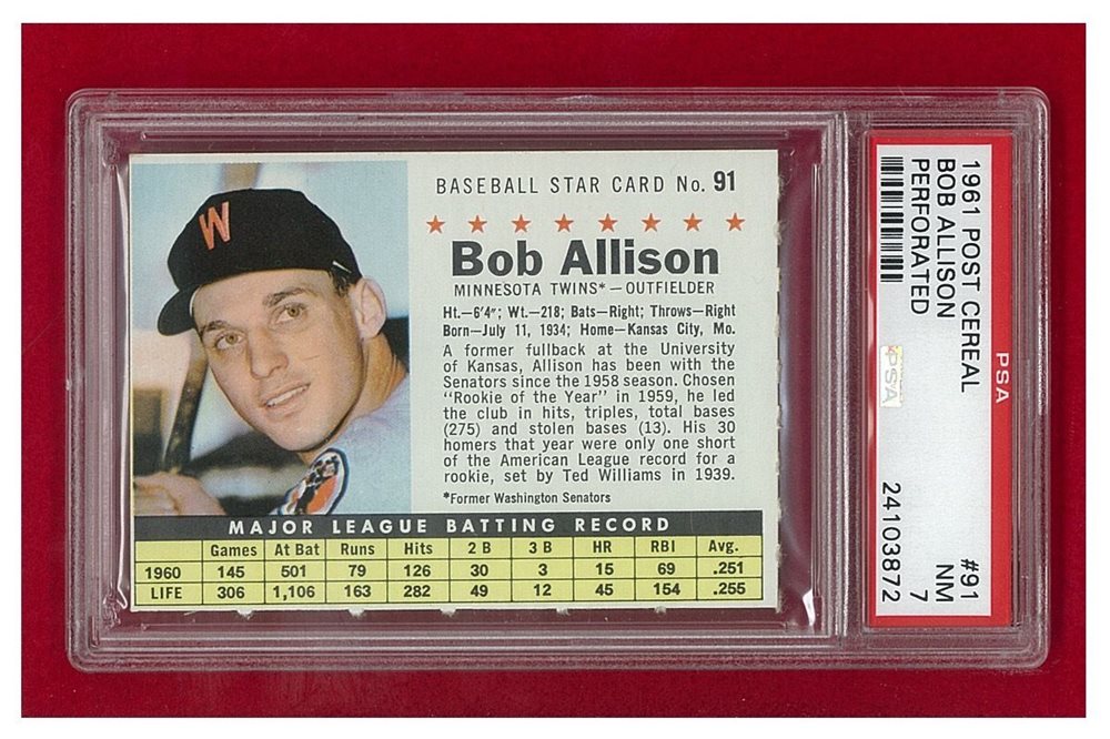 Auction Prices Realized Baseball Cards 1961 POST CEREAL Bob Allison
