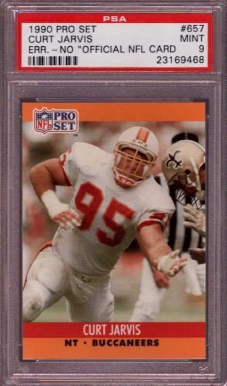 Auction Prices Realized Football Cards 1990 Pro Set Curt Jarvis ERROR ...
